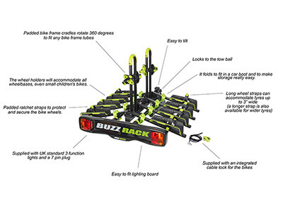 BUZZ RACK Buzzwing 4 bike tilting and folding rack BRP704.