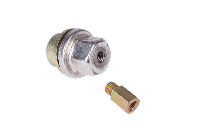 Wheel nuts, set of 4, M14 1.5mm thread, 27mm hex, drilled M10