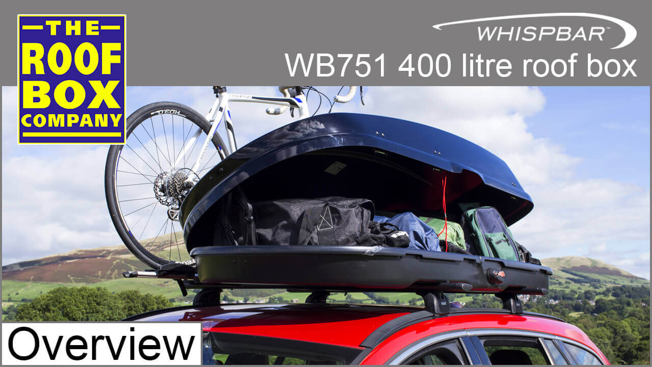 Whispbar 750 series 400 litre gloss white roof box WB751W.